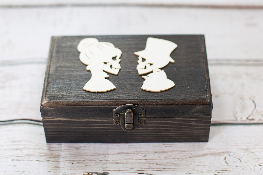 Gothic Ring Bearer Box, Skulls Wedding Ring Box, Personalized Wedding ...