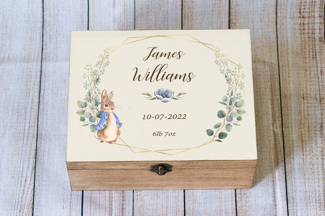 Peter Rabbit Baby Keepsake Box, Personalized Wooden Memory Chest ...