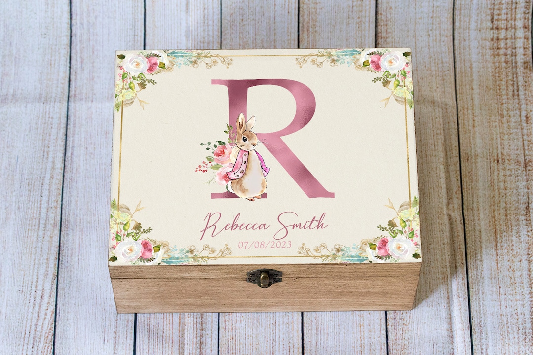 Personalised Baby Girl Keepsake Box Peter Rabbit Memory Box Baby Shower ...