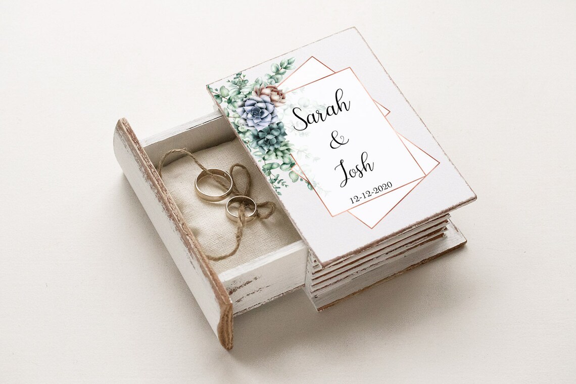 Geometric Floral Ring Box White Wedding Ring Box Custom Ring - Etsy UK