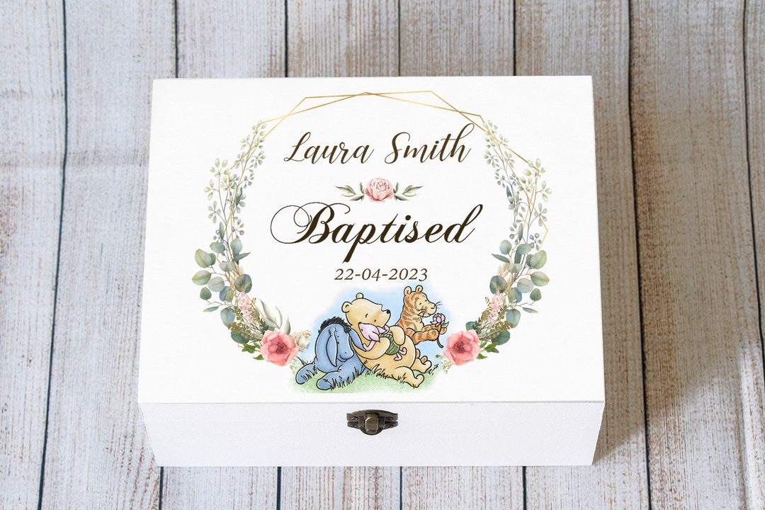Baby Baptism Christening Box, Personalized Christening Keepsake Box for ...