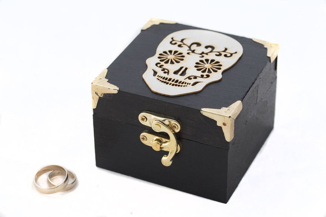 Gothic Wedding Ring Box, Personalized Skull Ring Bearer Box - Etsy