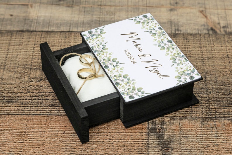 Personalized Wedding Ring Box Book Shaped Floral Ring Box - Etsy