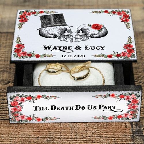 Gothic Ring Bearer Box Skulls Wedding Ring Box Personalized - Etsy UK