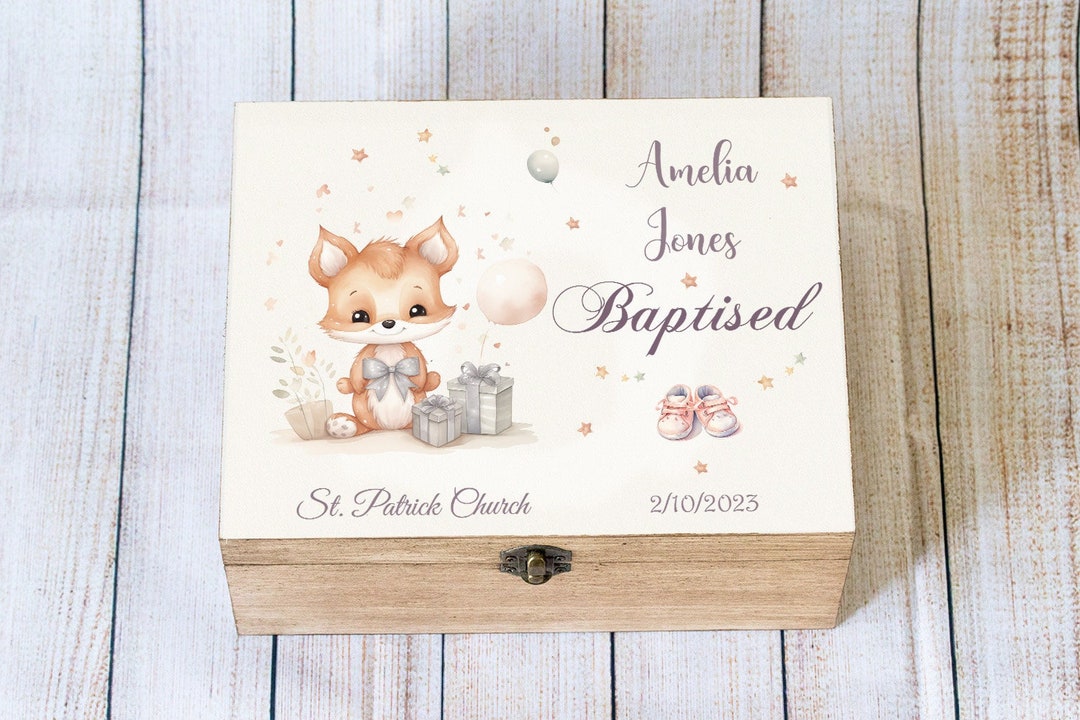 Baby Baptism Memory Box, Personalized Christening Keepsake Box, Baby ...