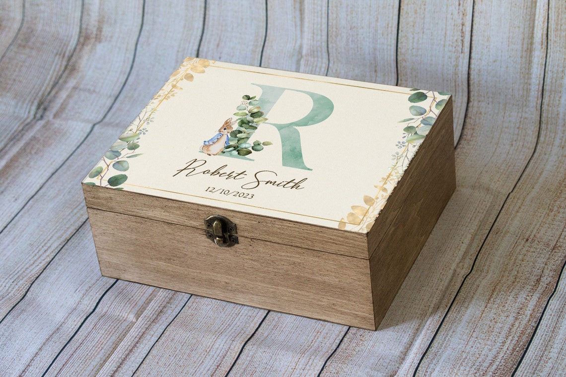 Personalised Baby Keepsake Box, Peter Rabbit Memory Box, Baby Shower ...