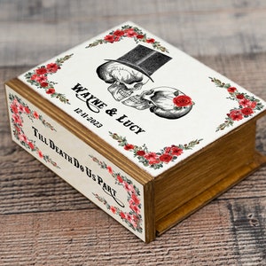 Gothic Ring Bearer Box Skulls Ring Box Halloween Wedding Ring Box Black ...