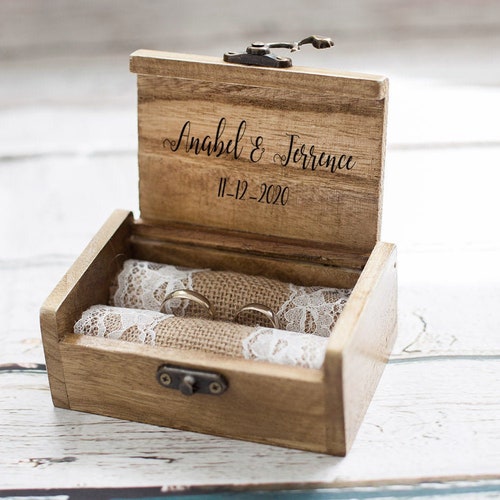 Ring Holder Wedding Ring Bearer Box Rustic Ring Bearer - Etsy