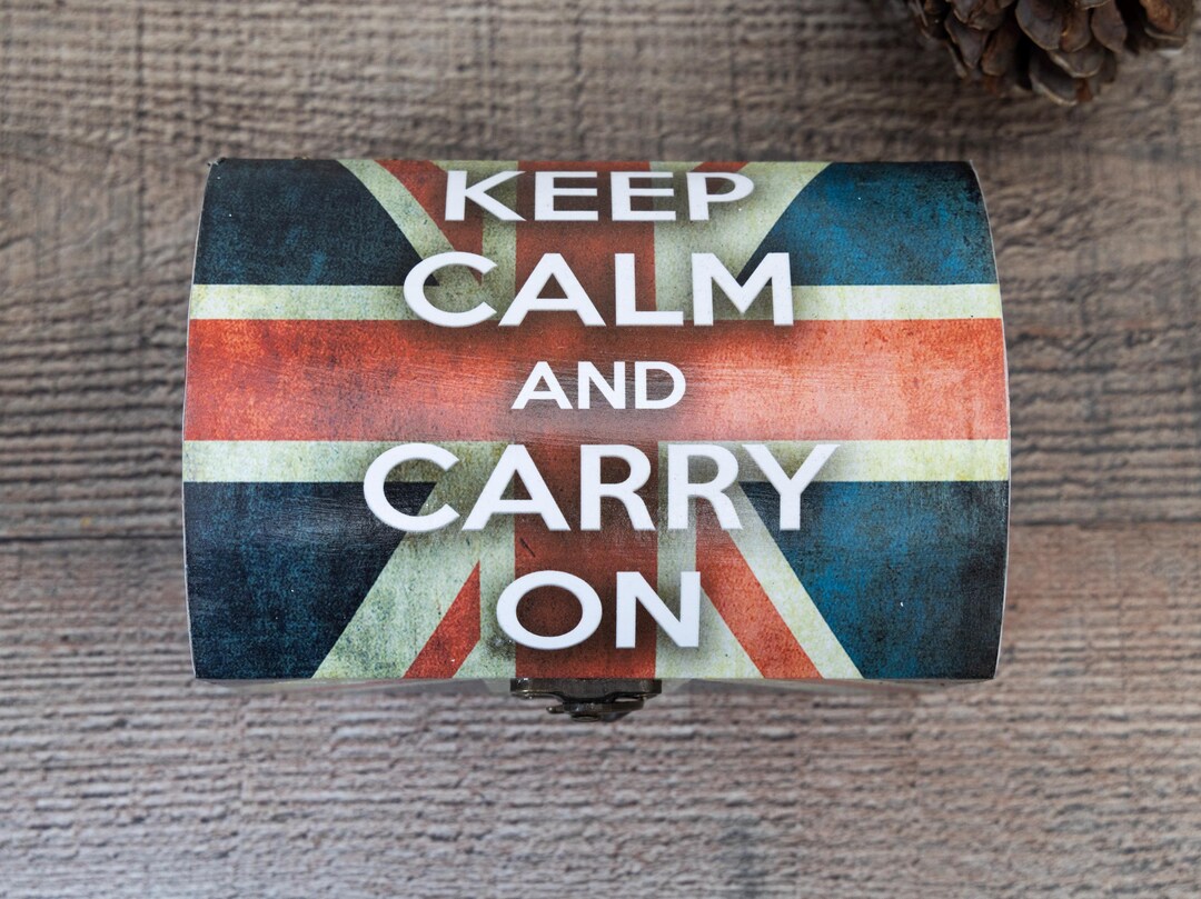 Keep Calm and Carry on Treasure Box, Small Keepsake Box, Union Jack ...