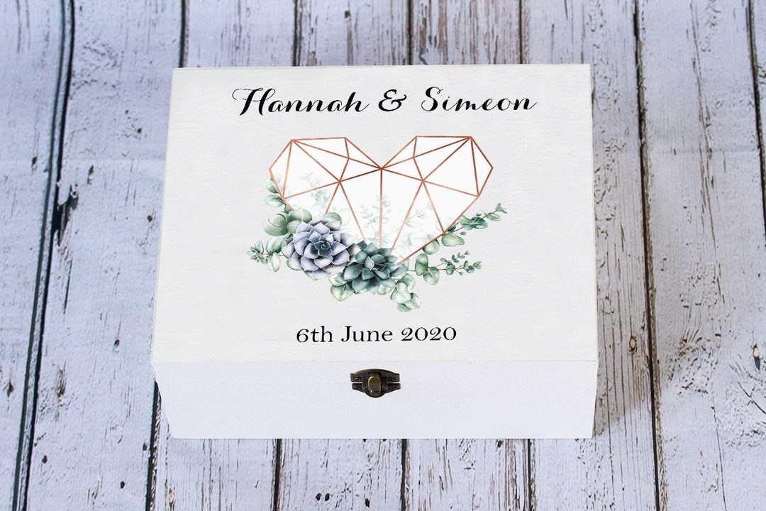 Personalized Wedding Box, Wedding Keepsake Box, Memory Box, Eucalyptus ...