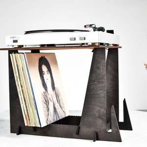 Vinyl Record Holder Gramophone Stand Table Desk Record Player Wood ...