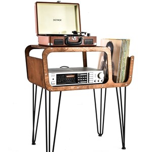 Record Player Stand Vinyl Record Shelf Holder Retro Console Gramophone ...