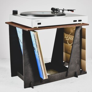 Vinyl Record Holder Gramophone Stand Table Desk Record Player Wood ...