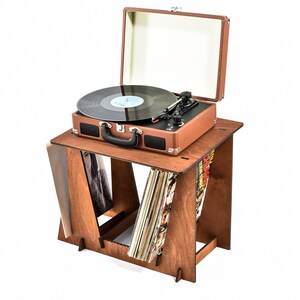 Vinyl Record Holder Gramophone Stand Table Desk Record Player Wood ...