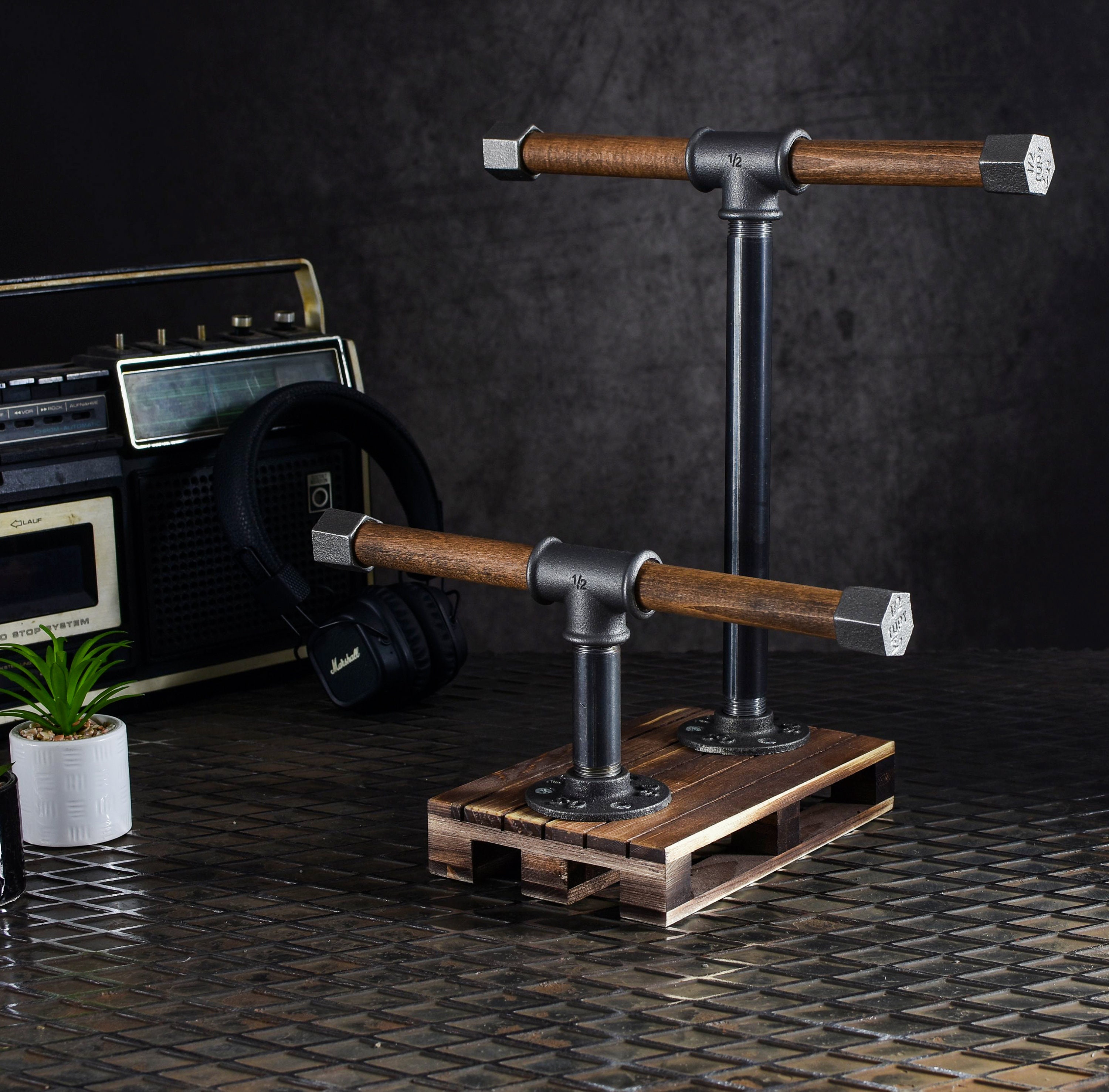 Industrial Pipe Watch Stand Rack Bracelet Palette Base,wooden Holder ...