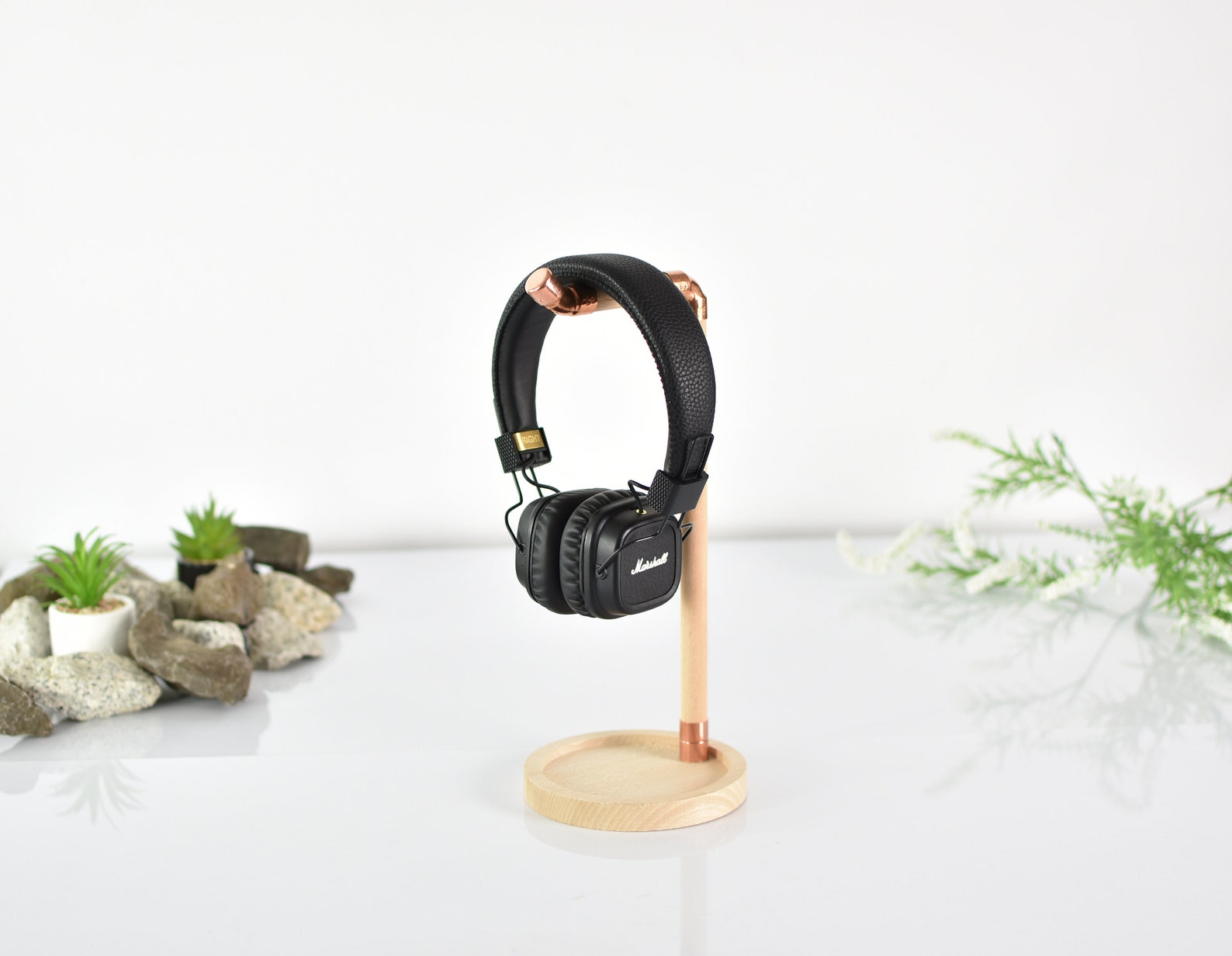 Industrie-Kopfhörerständer Holz und Kupfer-Headset-Ständer - Etsy.de