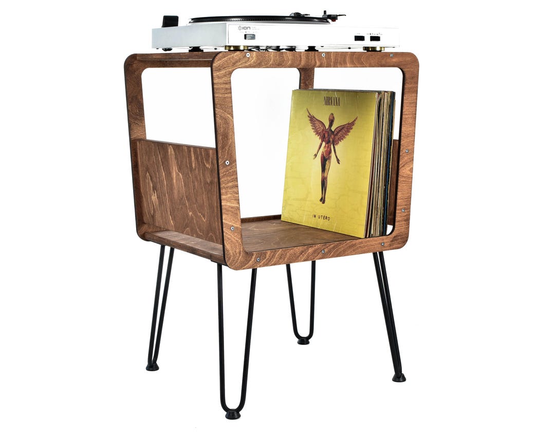 Record Player Stand Turntable Stand Vinyl Record Shelf Holder Retro ...