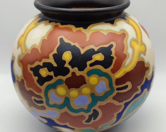 Vintage 1930s Gouda Regina Art Pottery Vase, Hand-painted South Holland ...