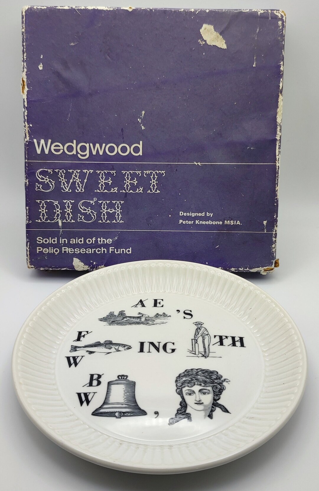 WEDGWOOD PLATE VINTAGE Here's Wishing You Well Madam Rebus Porcelain ...