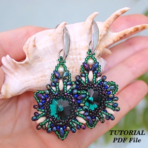 Rivoli Earrings Tutorial, Beaded Earrings Pattern, Swarovski Tutorial ...