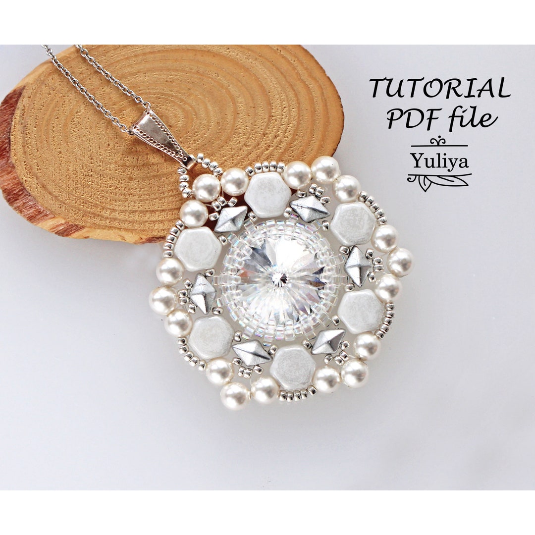 Pendant Tutorial, Beading Tutorial, Beaded Rivoli Pendant Pattern, Bead ...