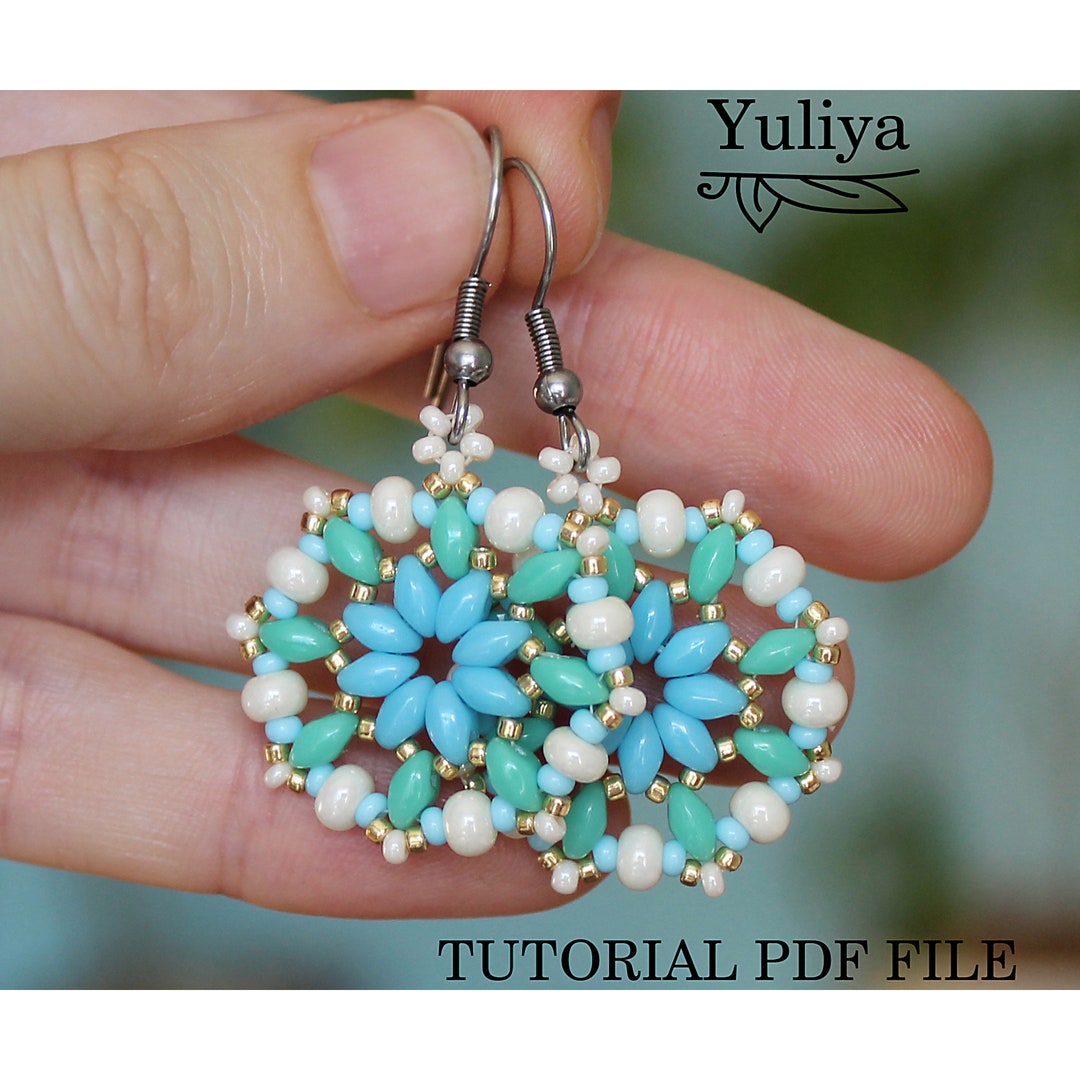 Beading Tutorial Earrings, Superduo Bead Pattern, Easy, Beginner ...