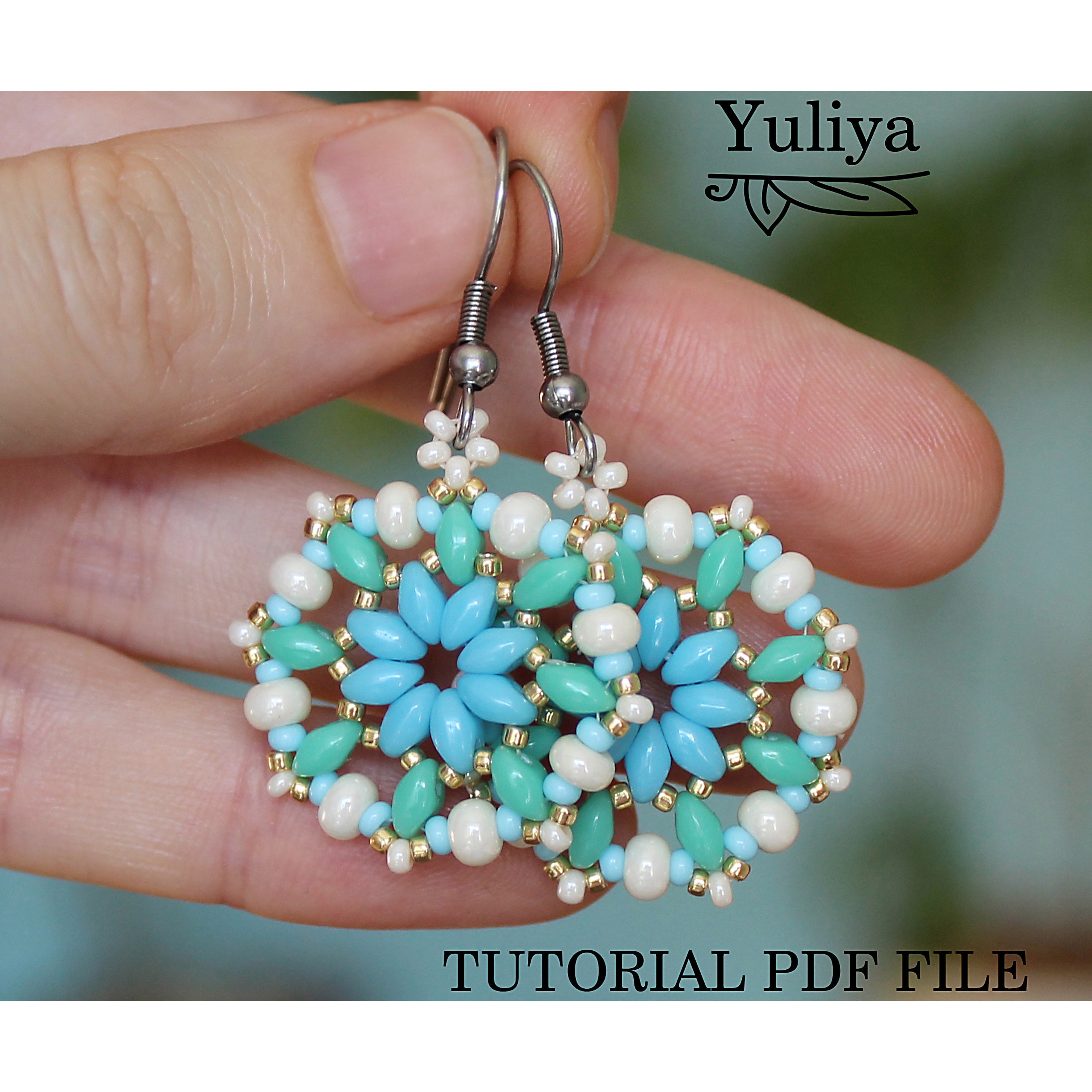Beading Tutorial Earrings, Superduo Bead Pattern, Easy, Beginner ...