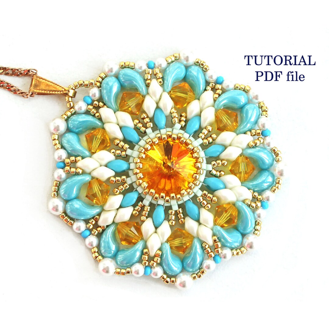 Beaded Pendant Pattern, Bead Swarovski Pattern, Swarovski Tutorial ...