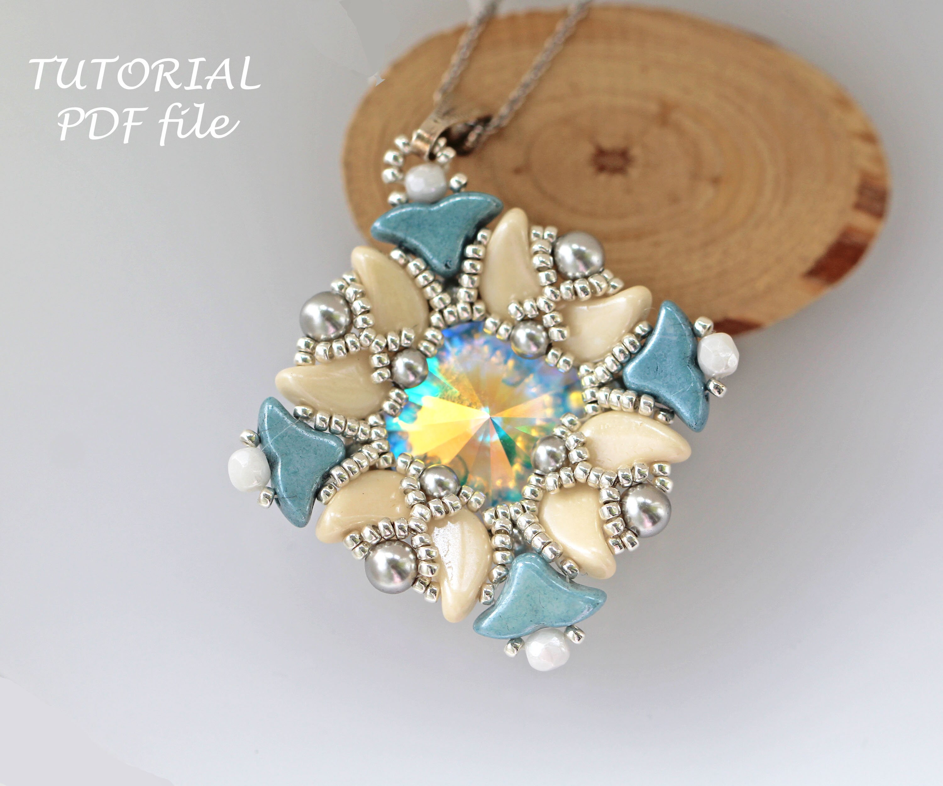 Beaded pendant tutorial Beadwork tutorial Helios Puca | Etsy