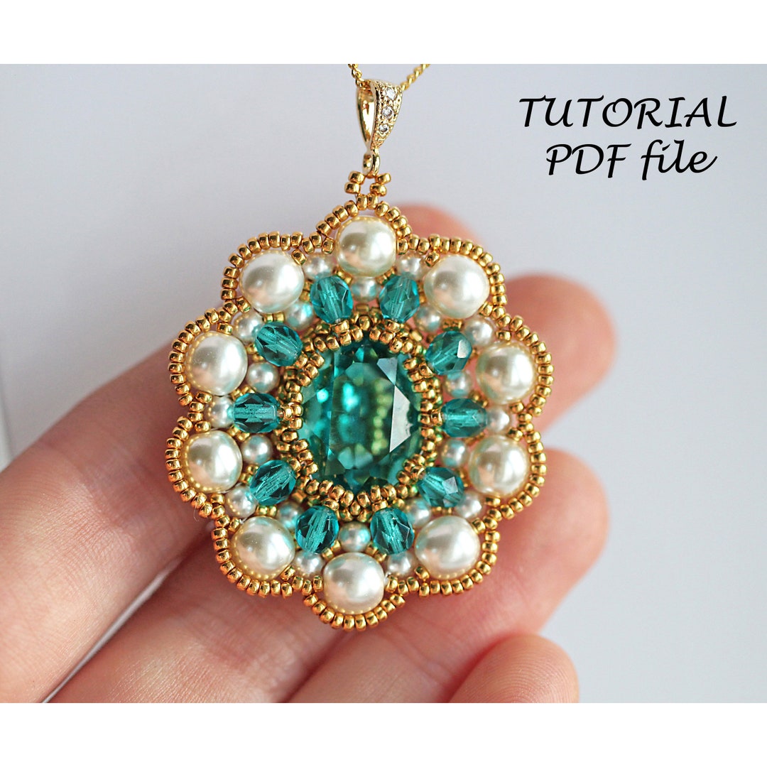 Pendant Tutorial Beaded Pattern Swarovski Oval 18x13mm Step-by-step ...