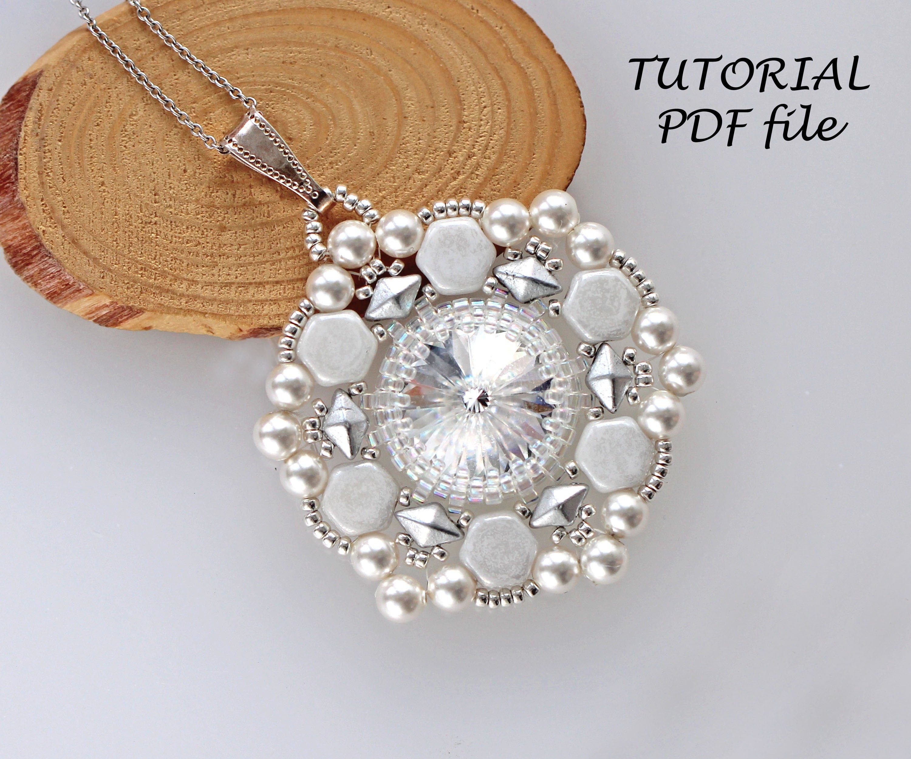 Pendant tutorial Beading tutorial Beaded Rivoli pendant | Etsy