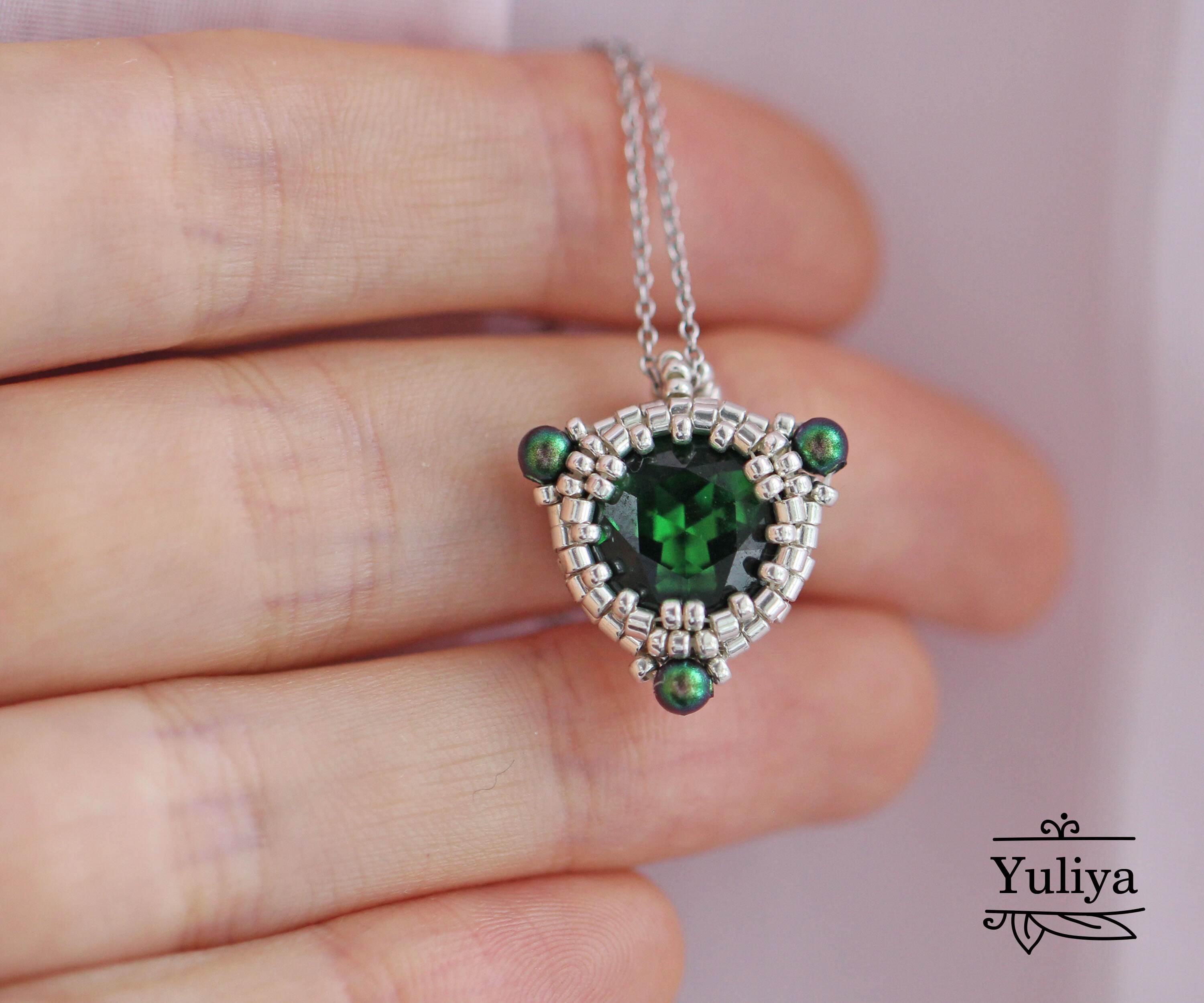 Beading Pattern Pendant Rivoli Bead Tutorial Swarovski - Etsy