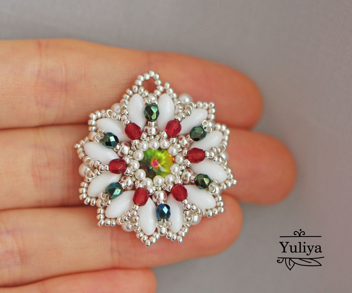 Tutorial Beaded Pendant Daisy Pendant Pattern Flower Pendant | Etsy