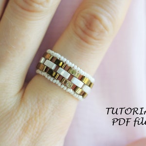 Bead ring tutorial Beading tutorial ring Tila Half Tila | Etsy