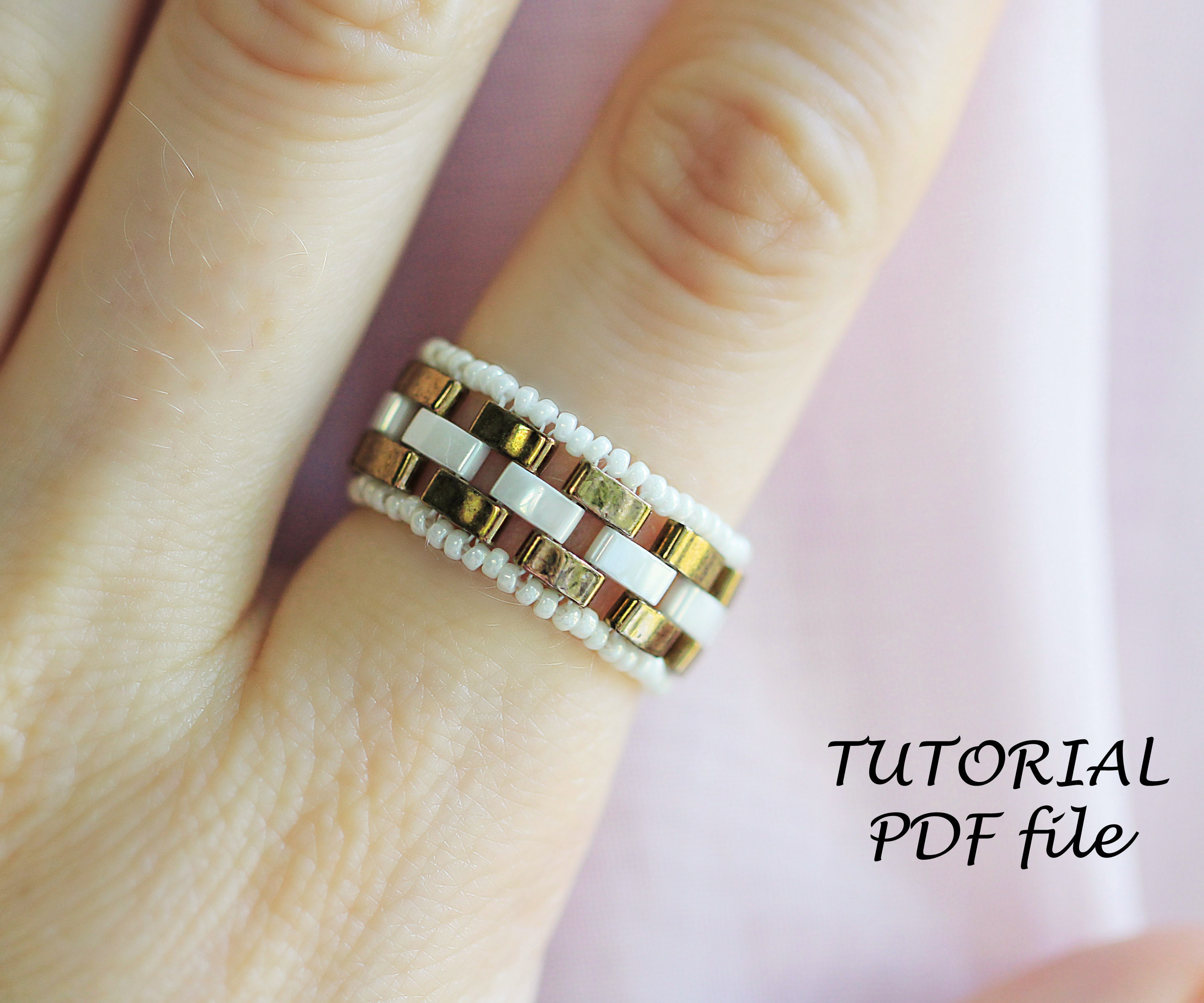 Bead ring tutorial Beading tutorial ring Tila Half Tila | Etsy