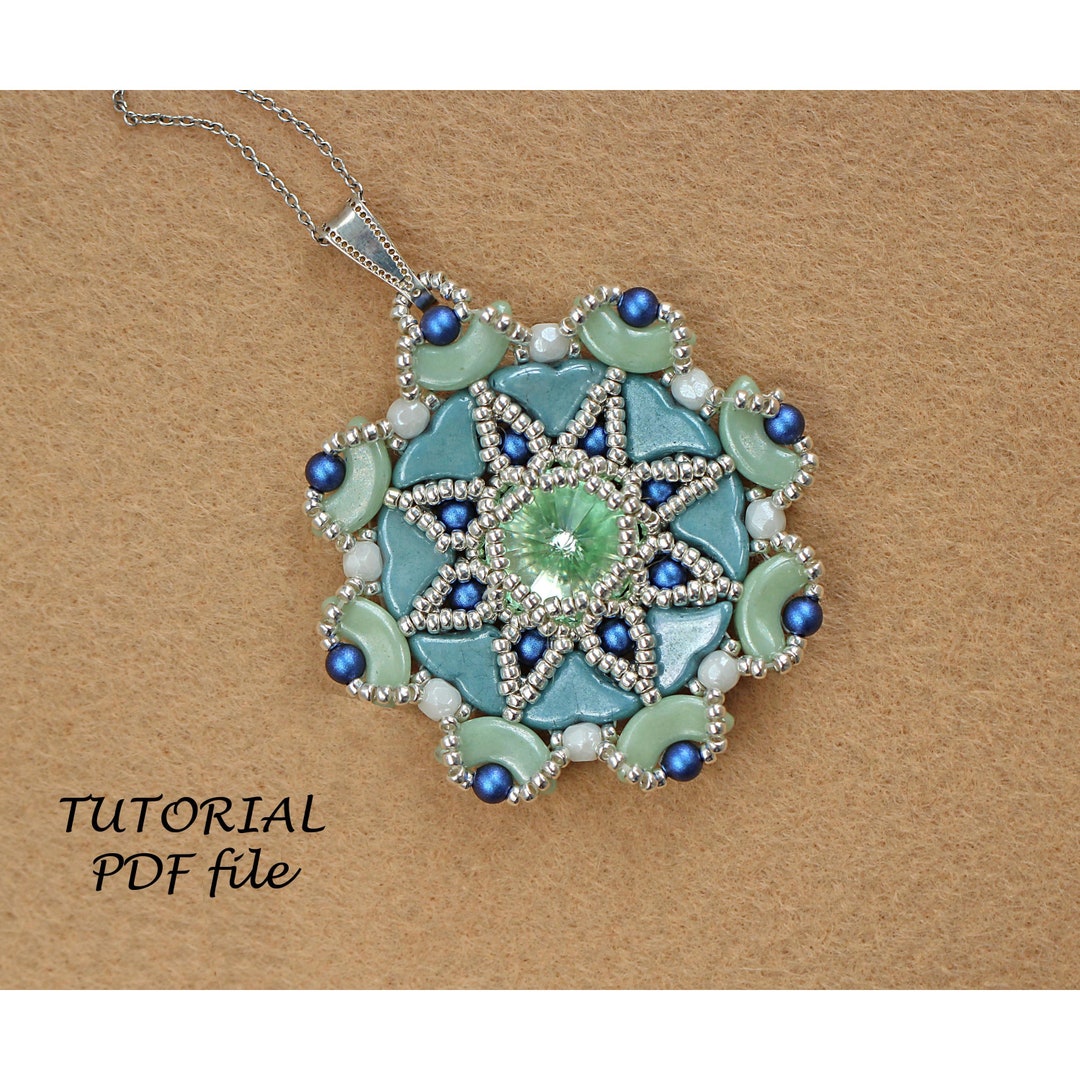Beaded Pendant Tutorial Bead Rivoli Pattern With Helios and Arcos Par Puca Beads Jewelry Making ...