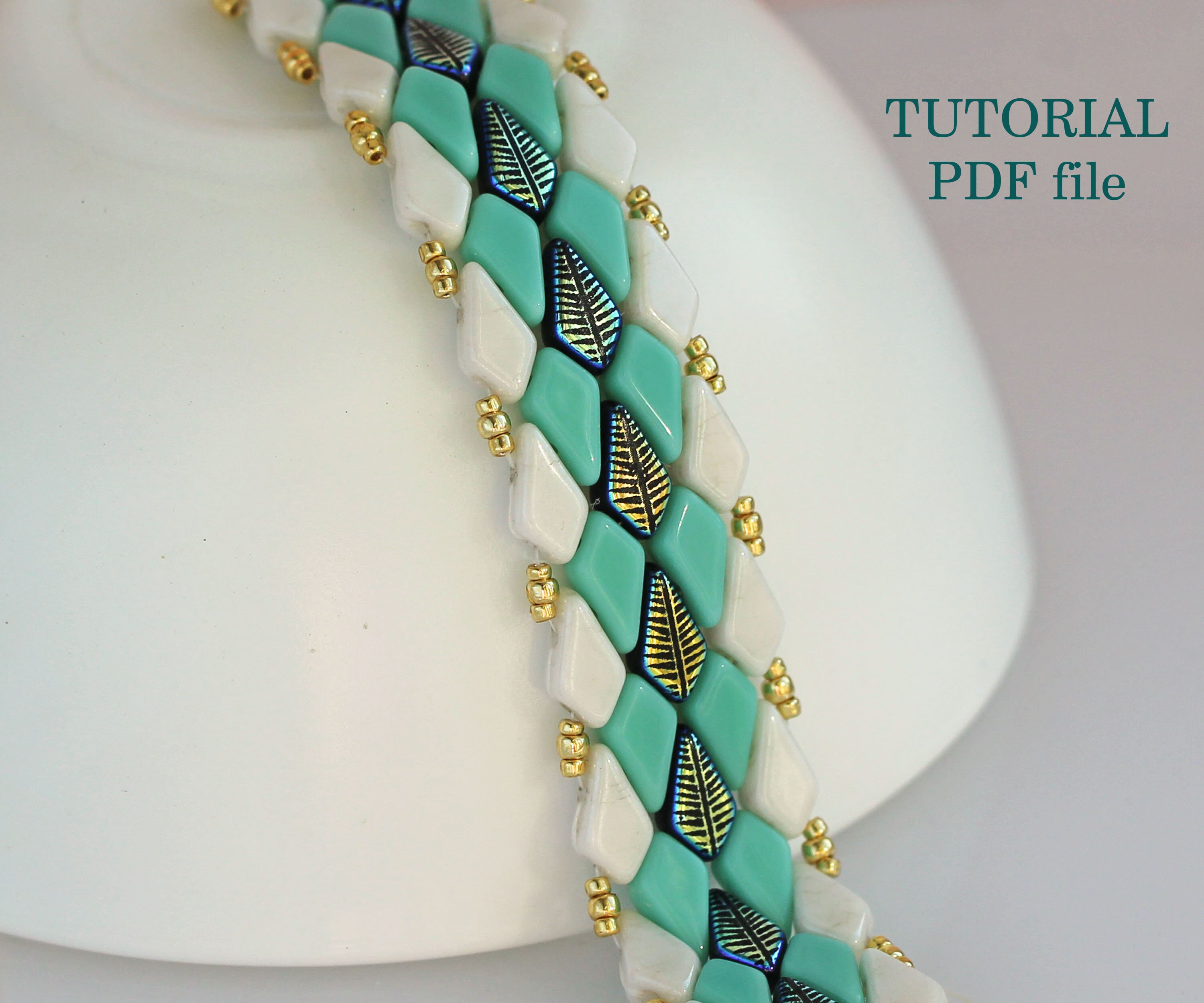 Beaded Bracelet Tutorial Simple Bead Pattern Czech Duo Bead - Etsy