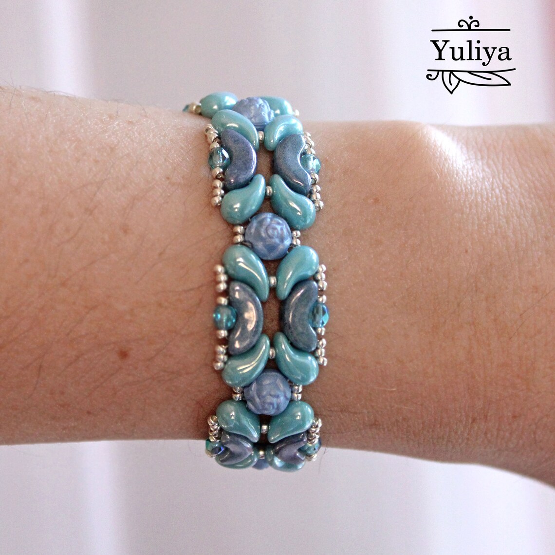 Beading Tutorial Beaded Bracelet Pattern Arcos Rosetta Bead - Etsy