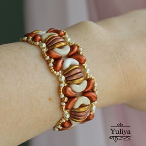 Bracelet Tutorial Duo Bead Pattern Simple Beaded Design Two-hole Czech ...