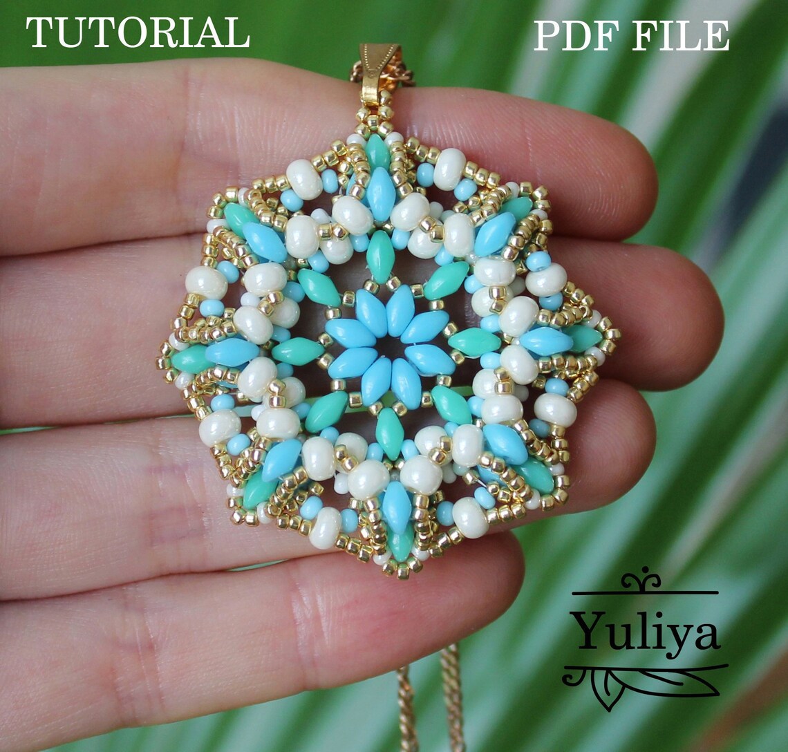 Beaded pendant tutorial Bead pendant tutorial Bead woven | Etsy