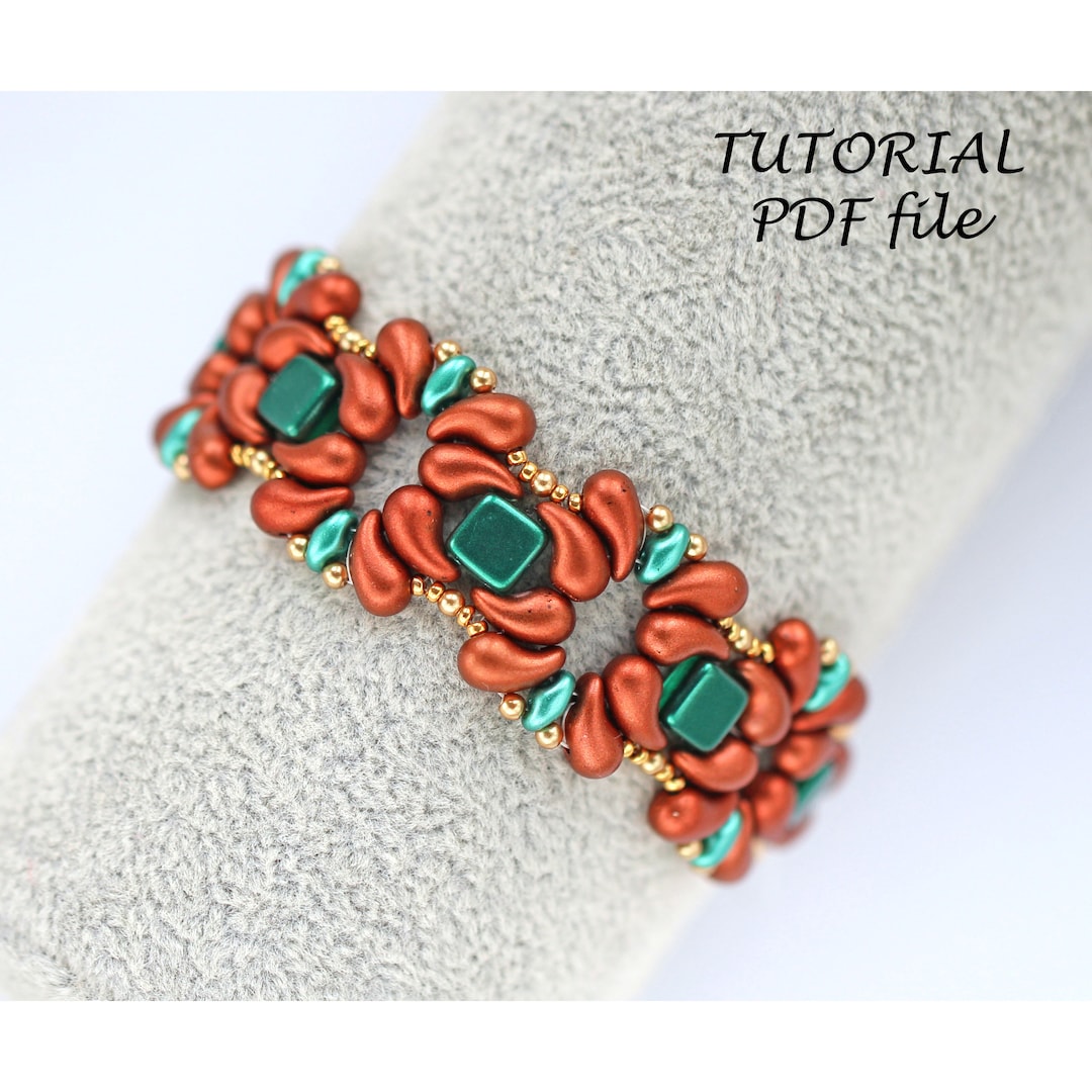 Beaded Bracelet Tutorial Pattern Zoliduo Czech Tile Superduo Beads Step-by-step Jewelry ...