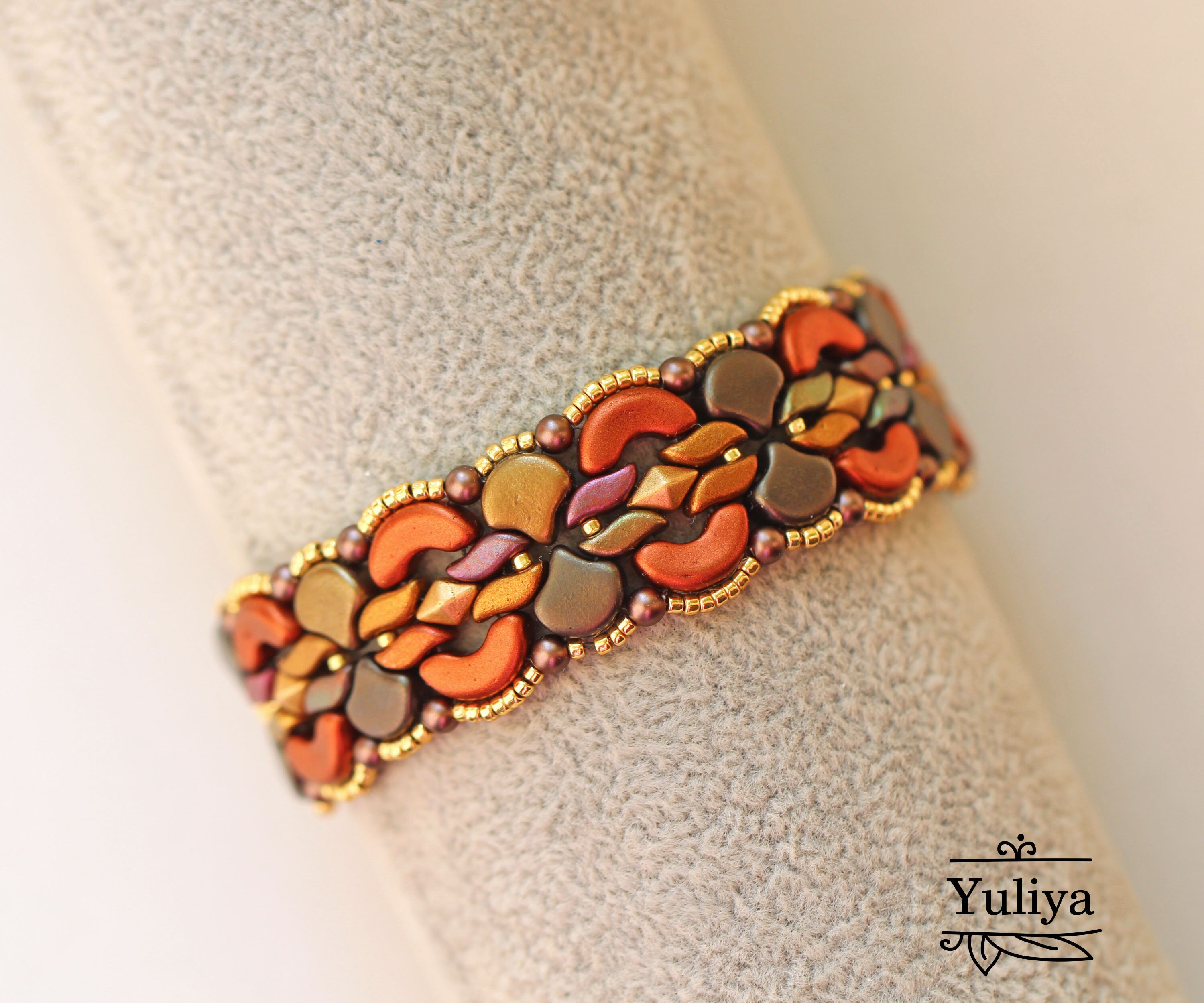 Bead Pattern Bracelet Ginko Bead Stormduo Tutorial 2 Hole | Etsy