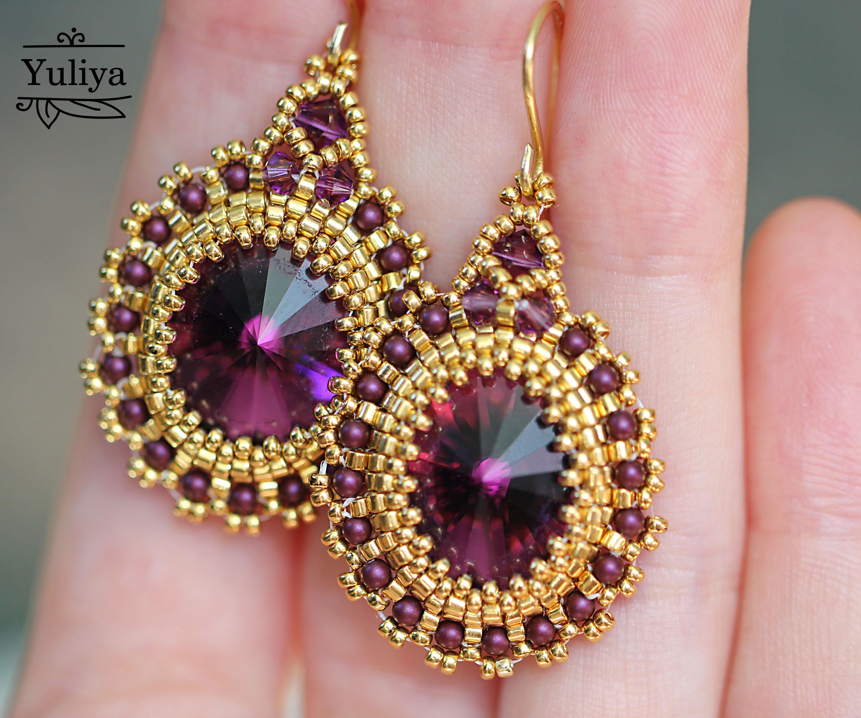 Beading Tutorial Earrings Beaded Earrings Pattern Rivoli - Etsy