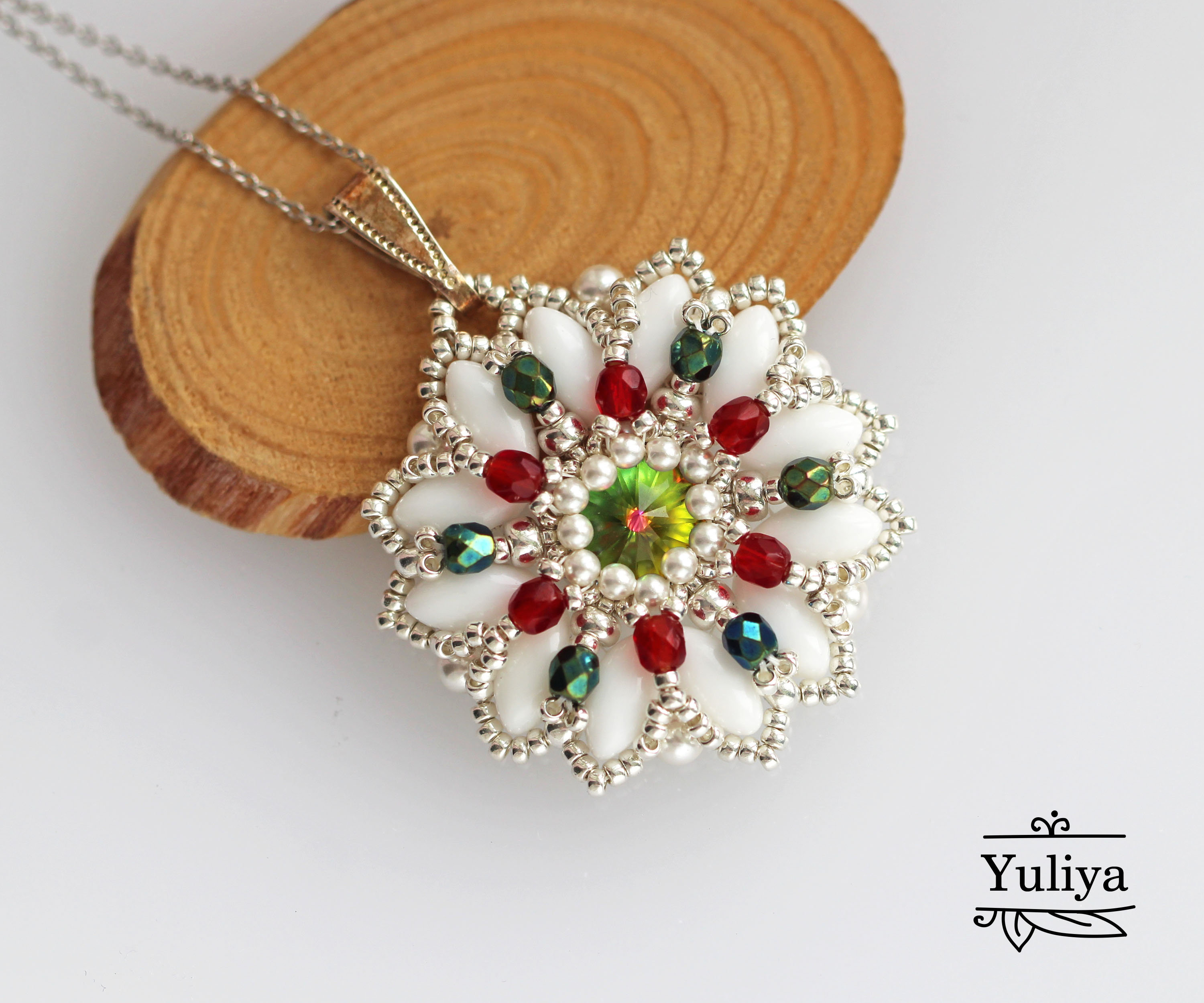 Tutorial Beaded Pendant Daisy Pendant Pattern Flower Pendant | Etsy
