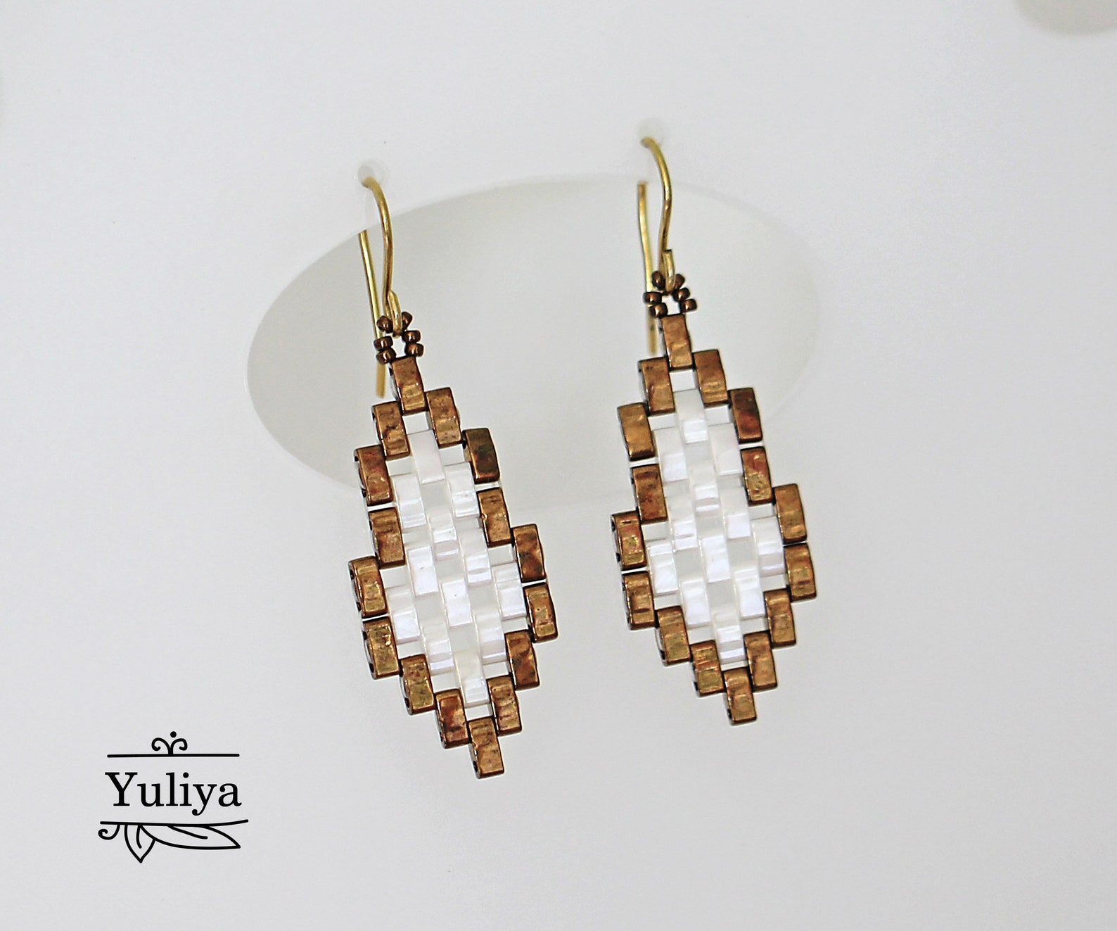 Beaded Earrings Tutorial Half Tila Pattern Earrings - Etsy