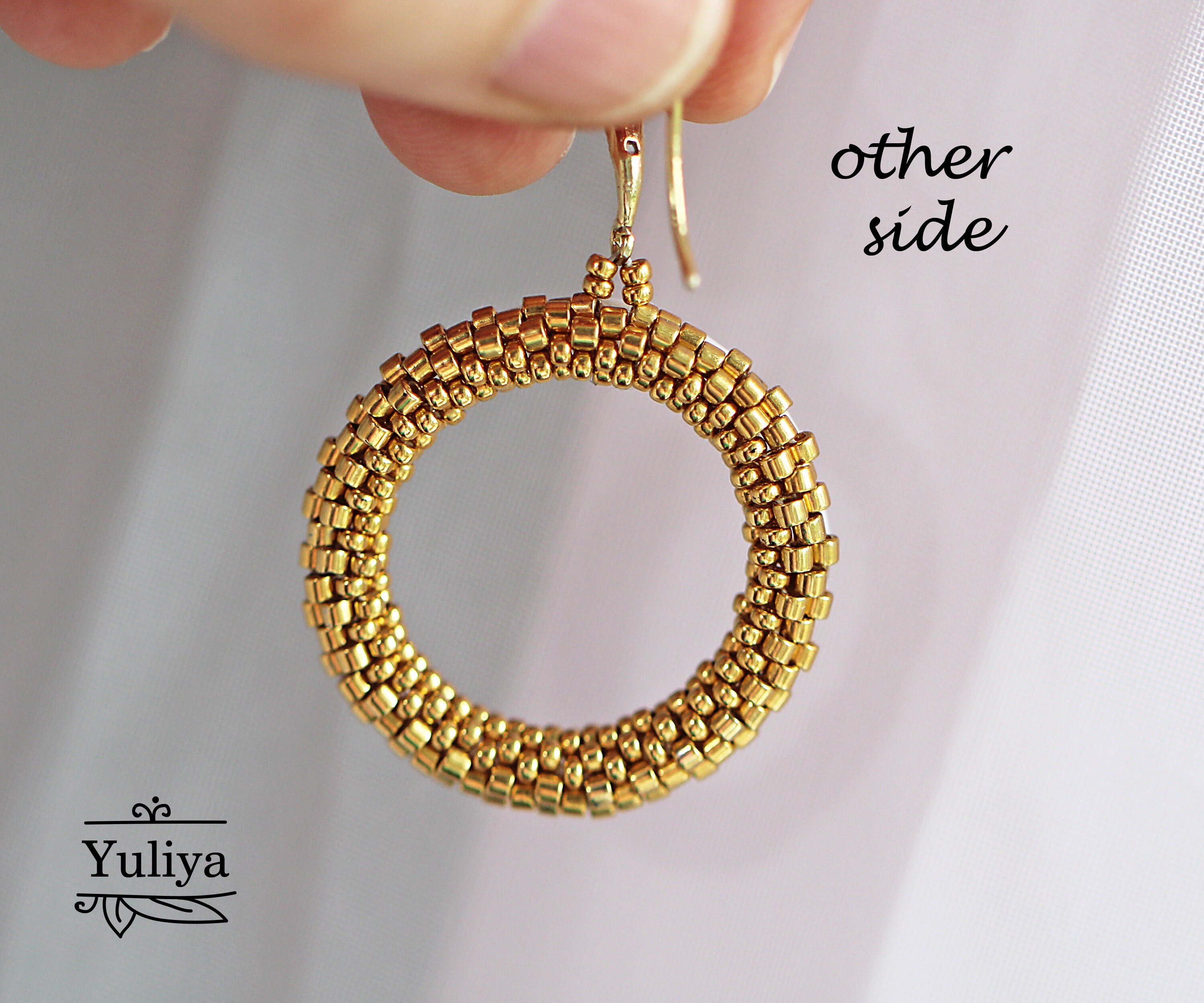 Hoop Earrings Tutorial, Bead Earring Pattern, Seed Bead Tutorial~ Bugle ...