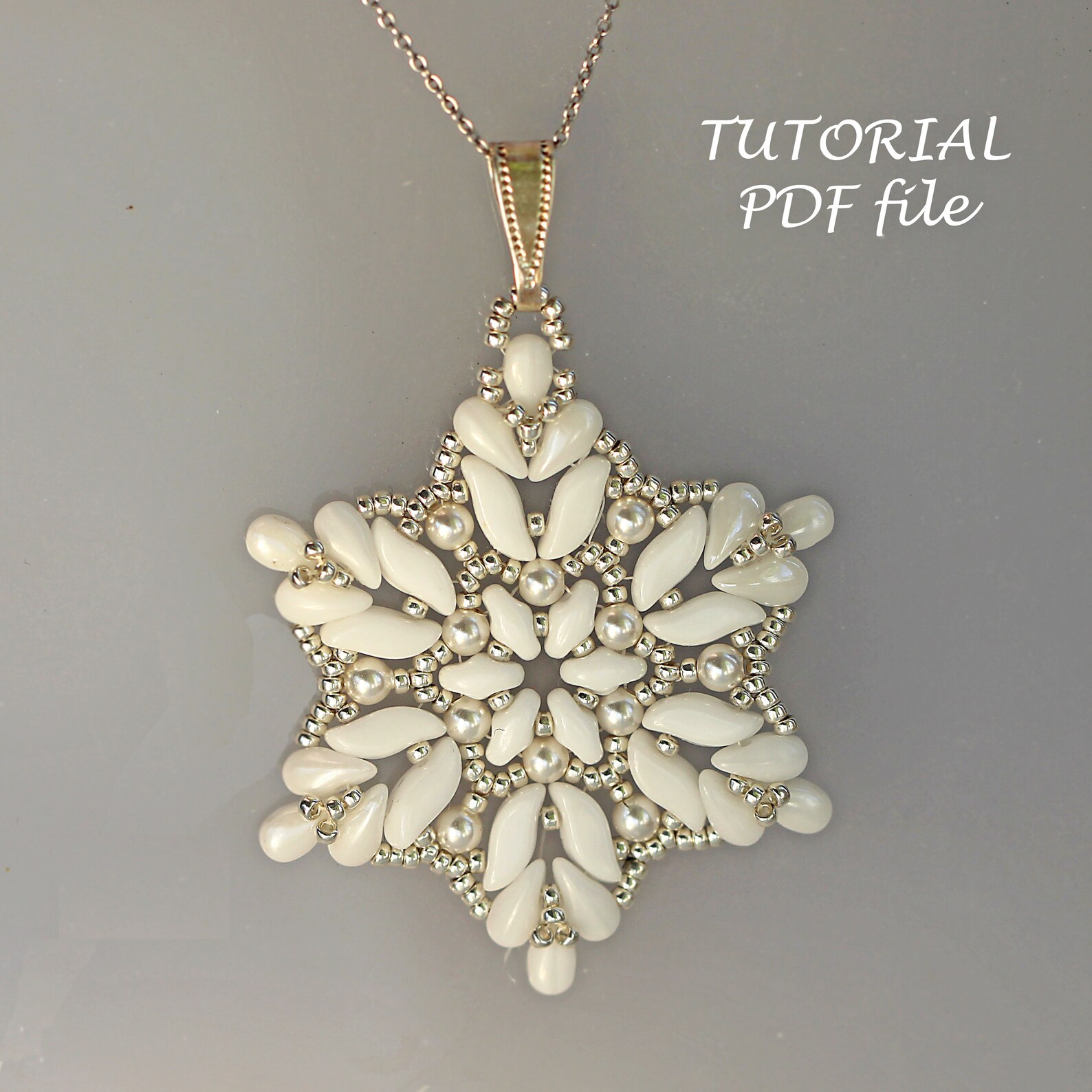 Beaded Snowflake Pattern Christmas Jewelry Design DIY Pendant Tutorial ...