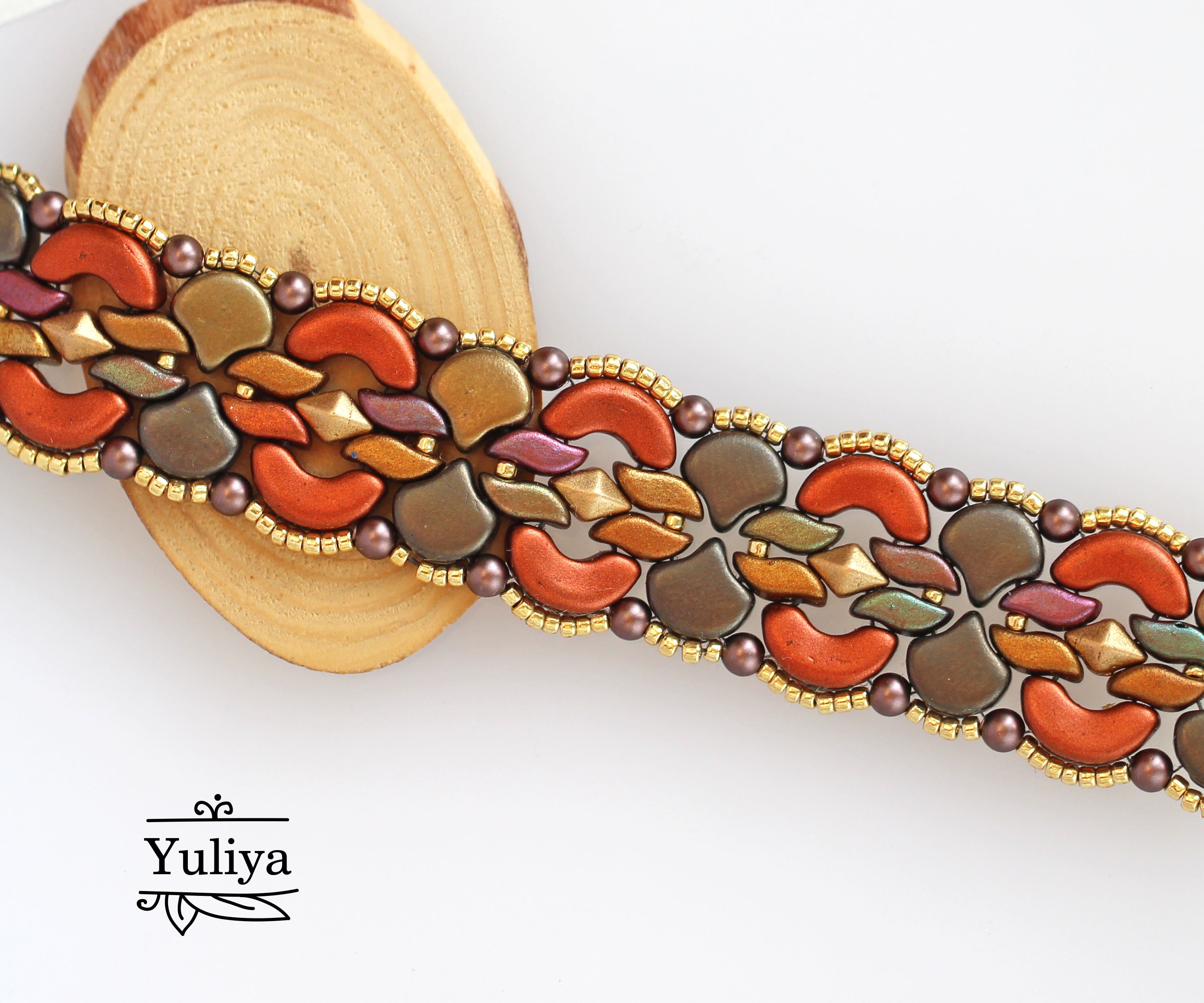 Bead Pattern Bracelet Ginko Bead Stormduo Tutorial 2 Hole | Etsy