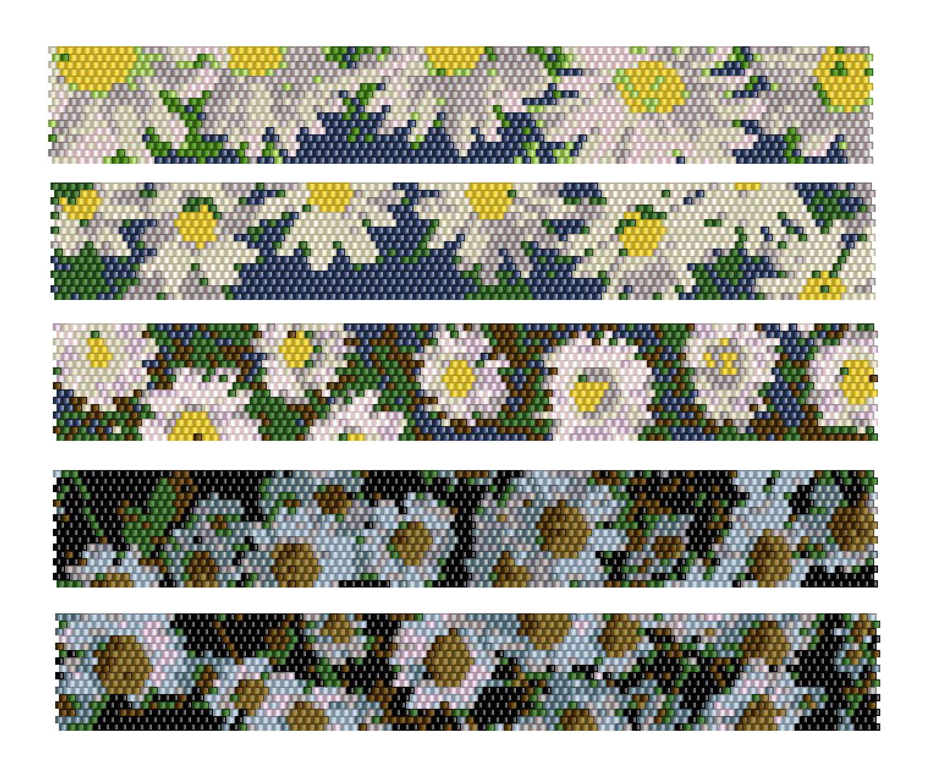 Pattern Peyote Bracelet Daisy Peyote Stitch Pattern Seed | Etsy