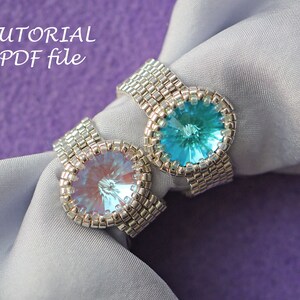 Pattern Bead Ring, Rivoli Ring Tutorial, Beaded Ring Tutorial, Beading Tutorial Ring, Oval ...